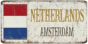 Amazon.com: Netherlands-Amsterdam Flag City Street Rustic Metal Signs ...