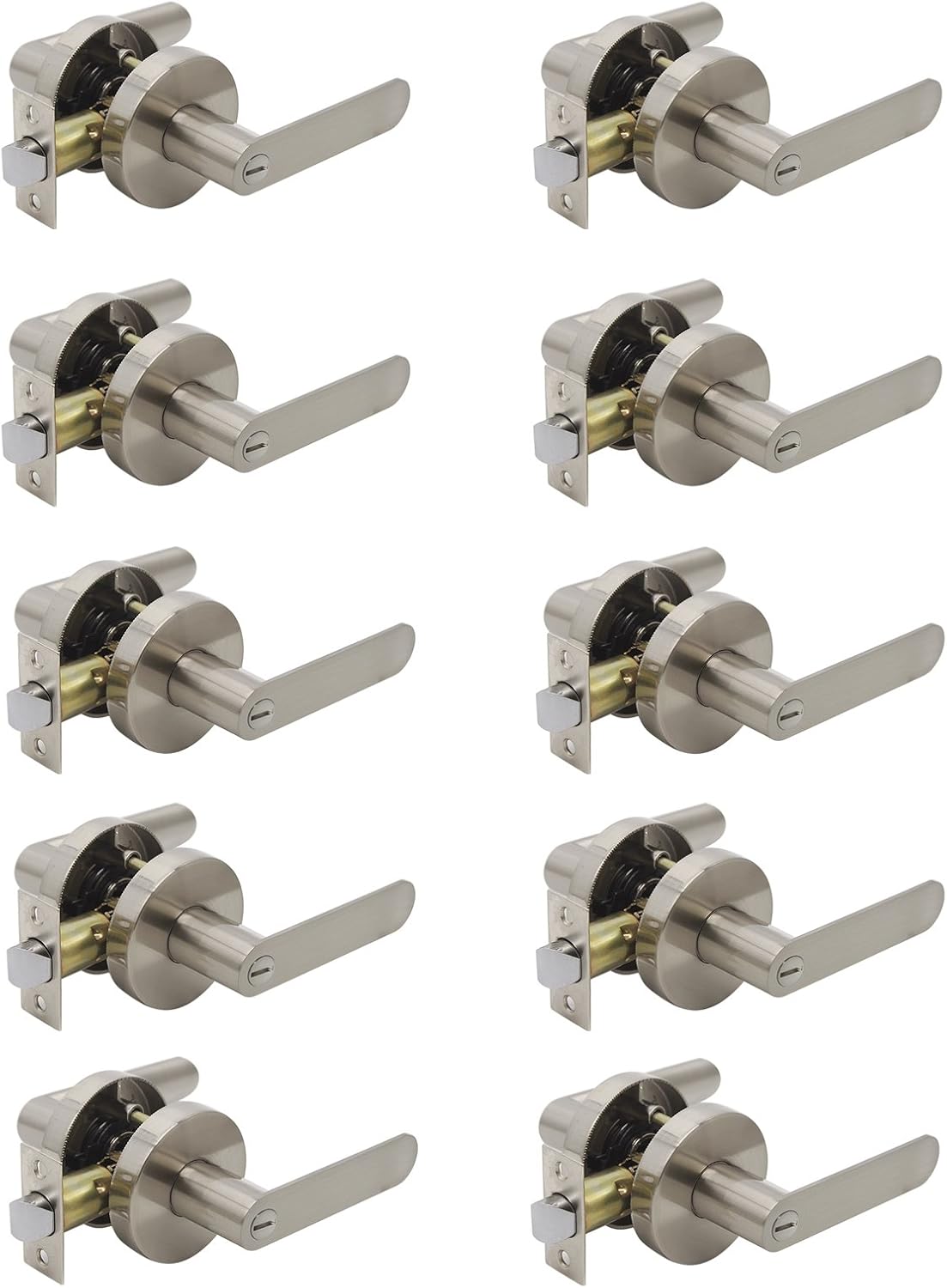 Gobrico Satin Nickel Door Lever Passage Hall Door Lockset Handle 10 ...