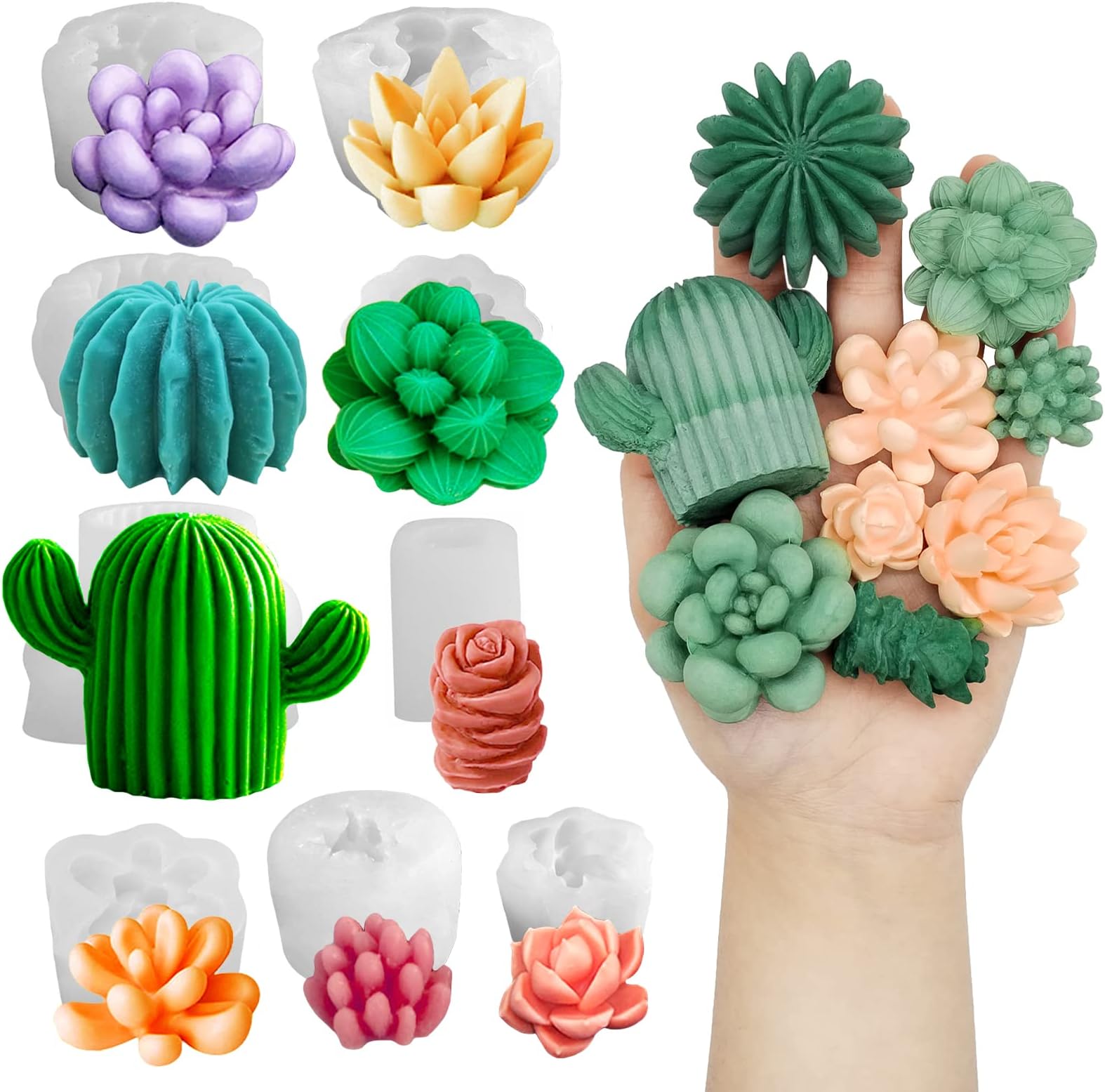 Amazon.com: 2-Pack Cactus Silicone Molds Set - MoldFun Cacti Mold for ...