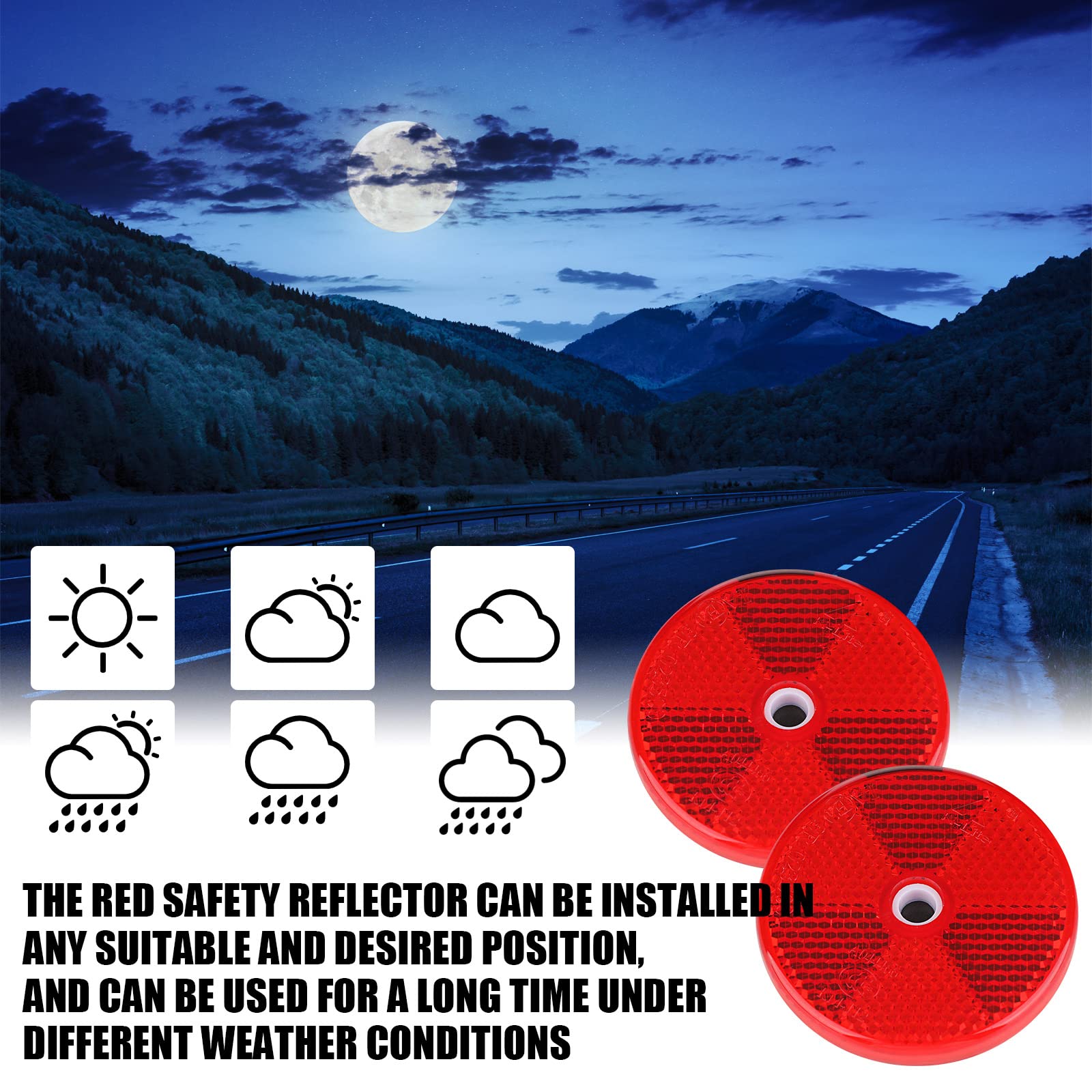 Snapklik.com : Kingdder 48 Pcs Front Reflector Round Reflector For ...