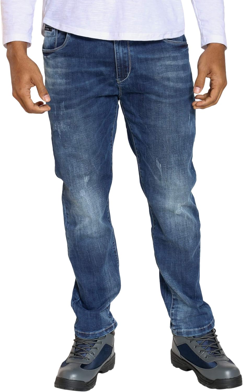 Amazon.com: RIVELLI Jeans rasgados y volados ligeros para hombre - Blue ...