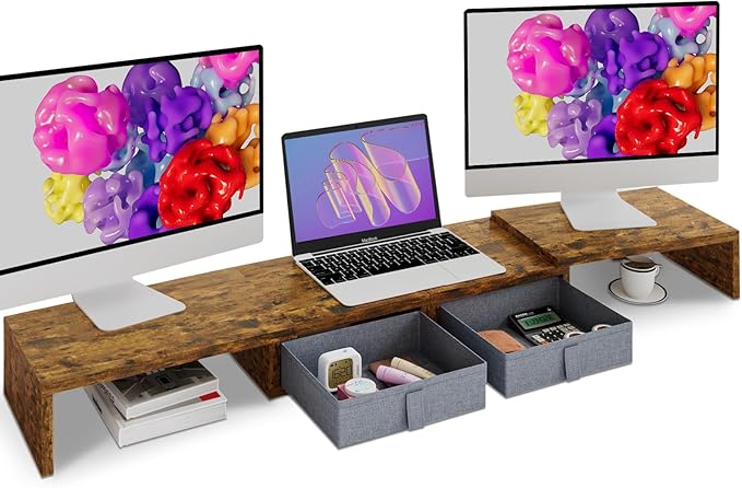 Amazon.com: TEAMIX Dual Monitor Stand Riser - Length and Angle ...