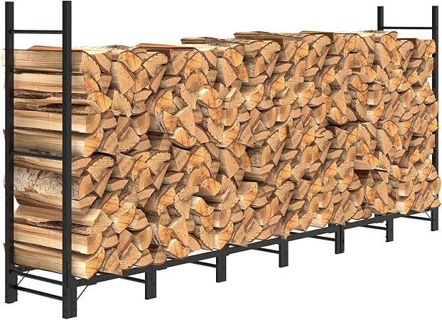 C-Hopetree 8Ft Outdoor Indoor Firewood Rack, Adjustable Metal Log ...