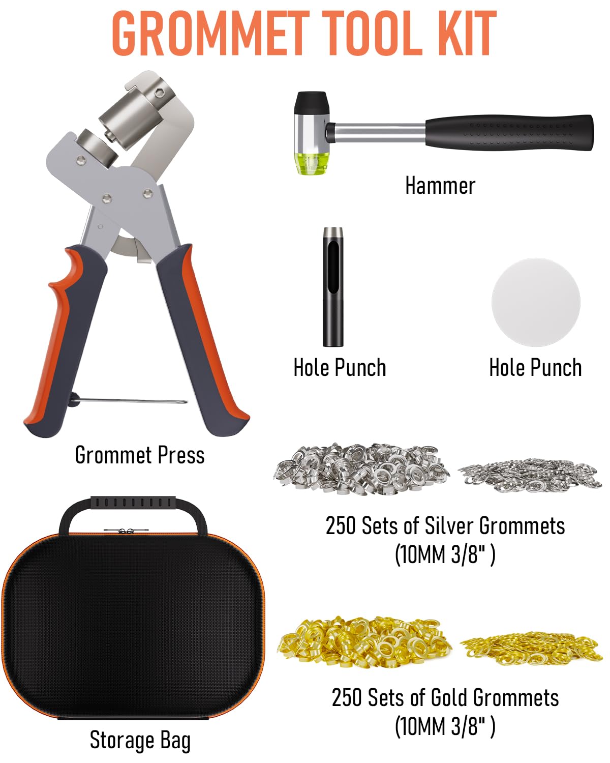 Snapklik.com : INCLY Heavy Duty Grommet Tool Kit