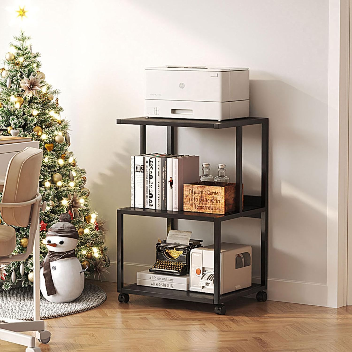 Amazon.com: LUKGEL Black Printer Stand-Small 3 Tier Printer Table with ...