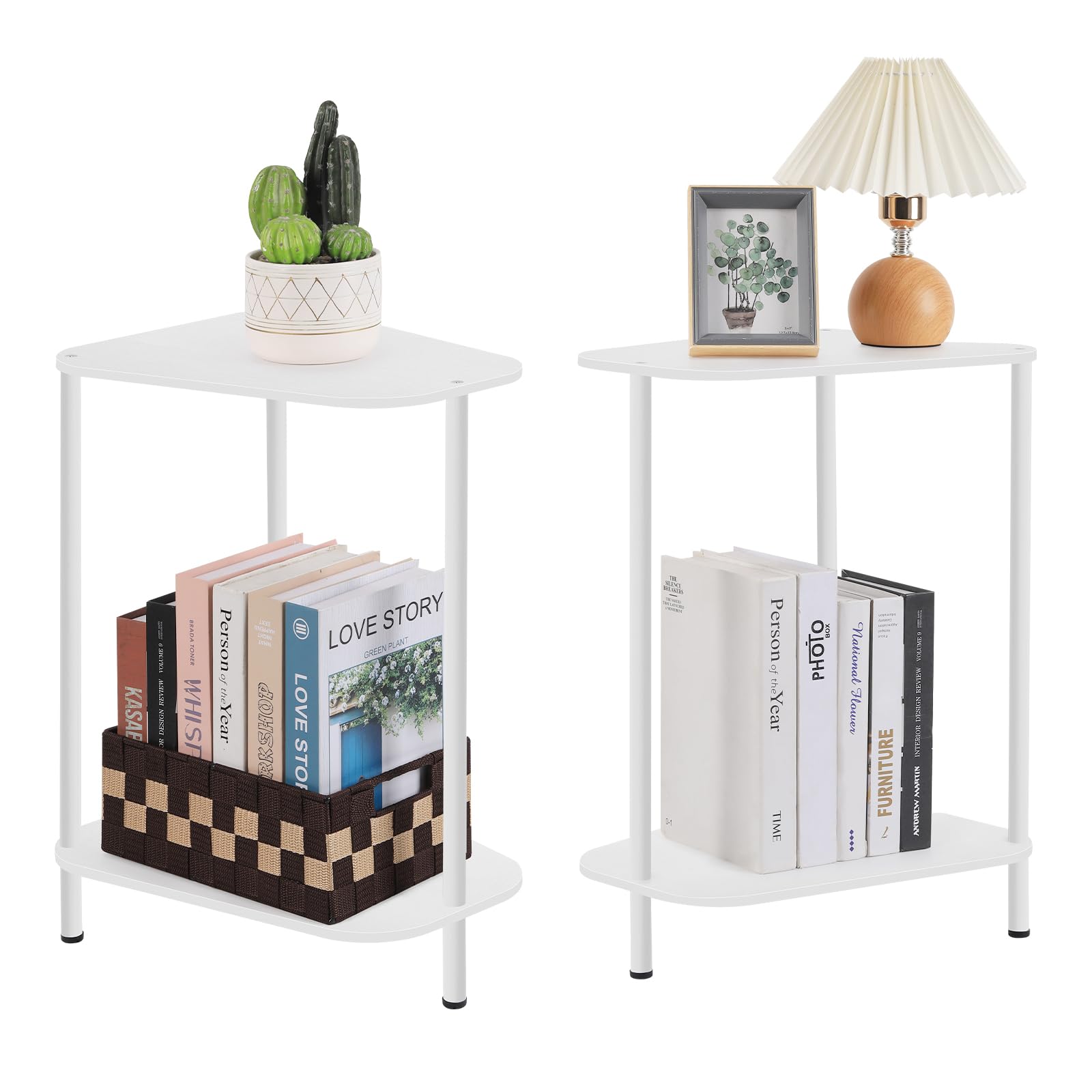 SEHERTIWY End Tables Set of 2, Small Side Table with Storage Shelves ...