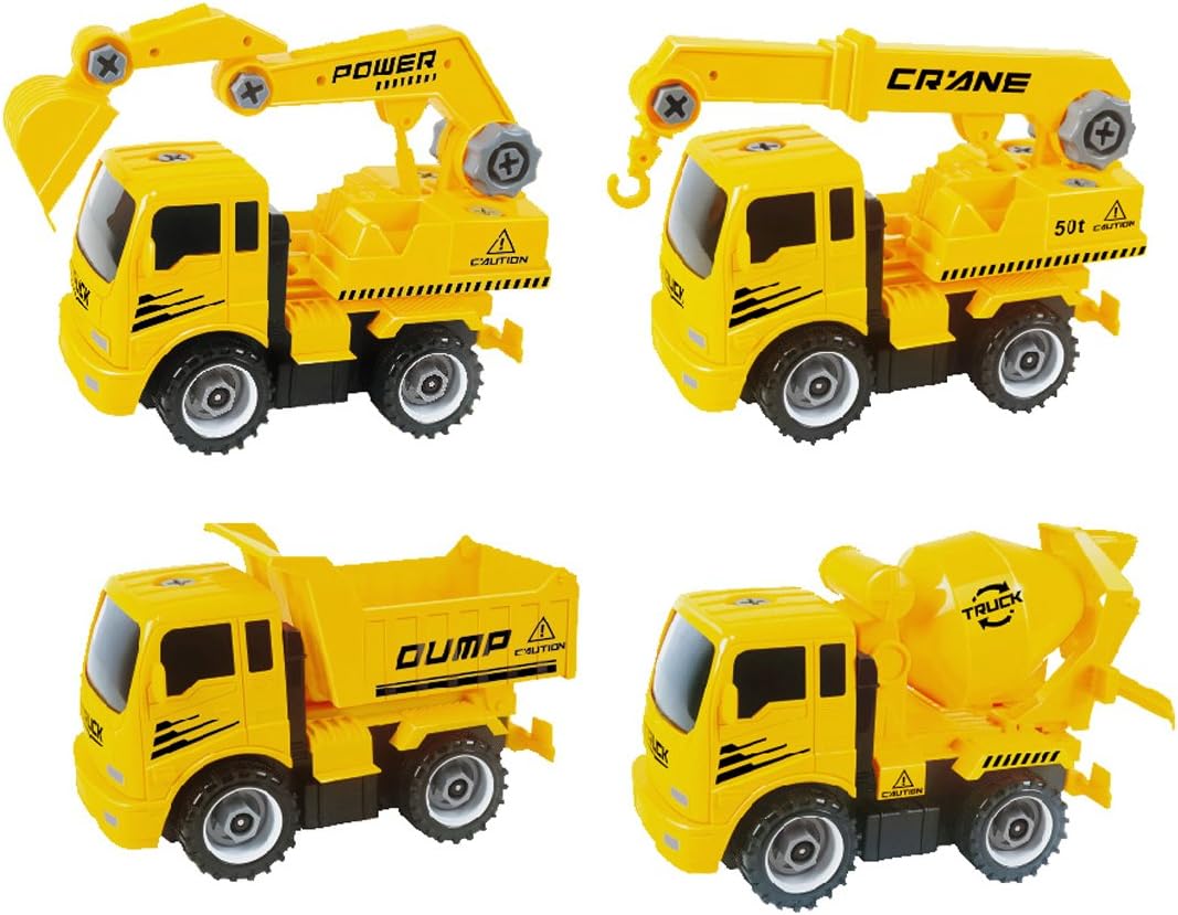 Amazon.com: Construction Build and Take-A-Part Friction Trucks for Kids ...