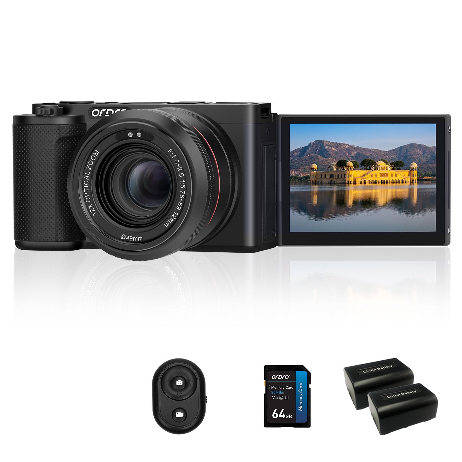 ORDRO G730 5K 64MP HD Vlog Micro-Einzelkamera, 12-Fach optischer Zoom ...
