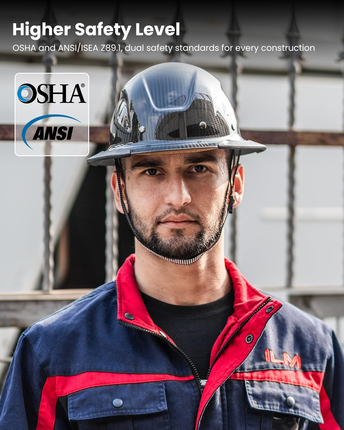 Snapklik.com : ILM Carbon Fiber Full Brim Hard Hat For Men