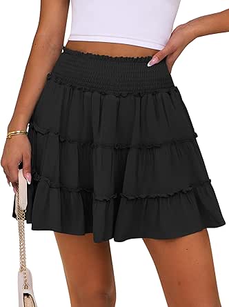 Amazon.com: Caracilia Womens Summer Flowy Mini Skorts Skirts High Waist ...