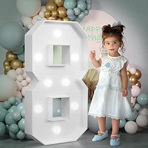 Amazon.com: imprsv Light-up Numbers 8th Birthday Decorations: Large 3ft ...