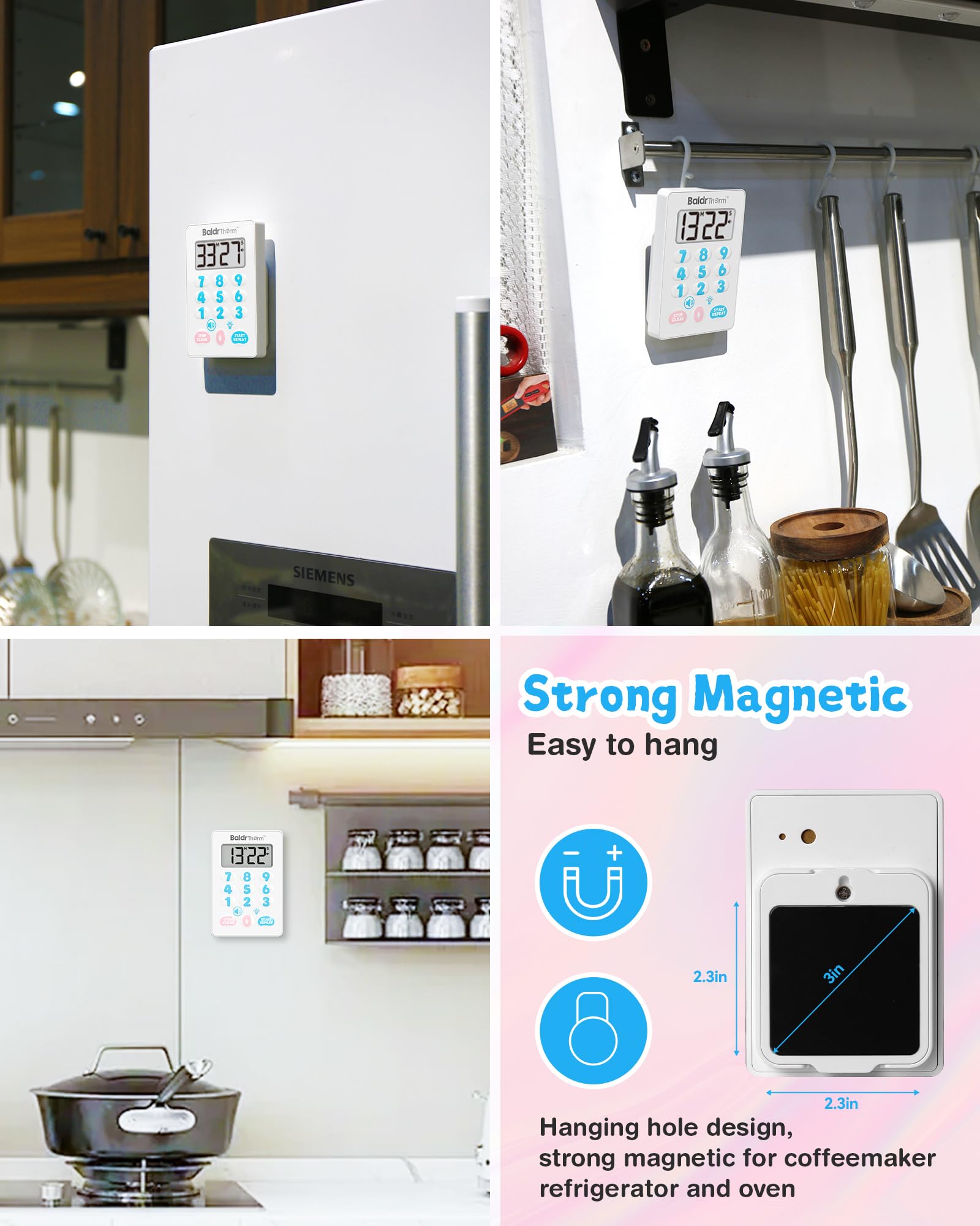 Snapklik.com : Digital Kitchen Timer, Magnetic Waterproof Countdown ...