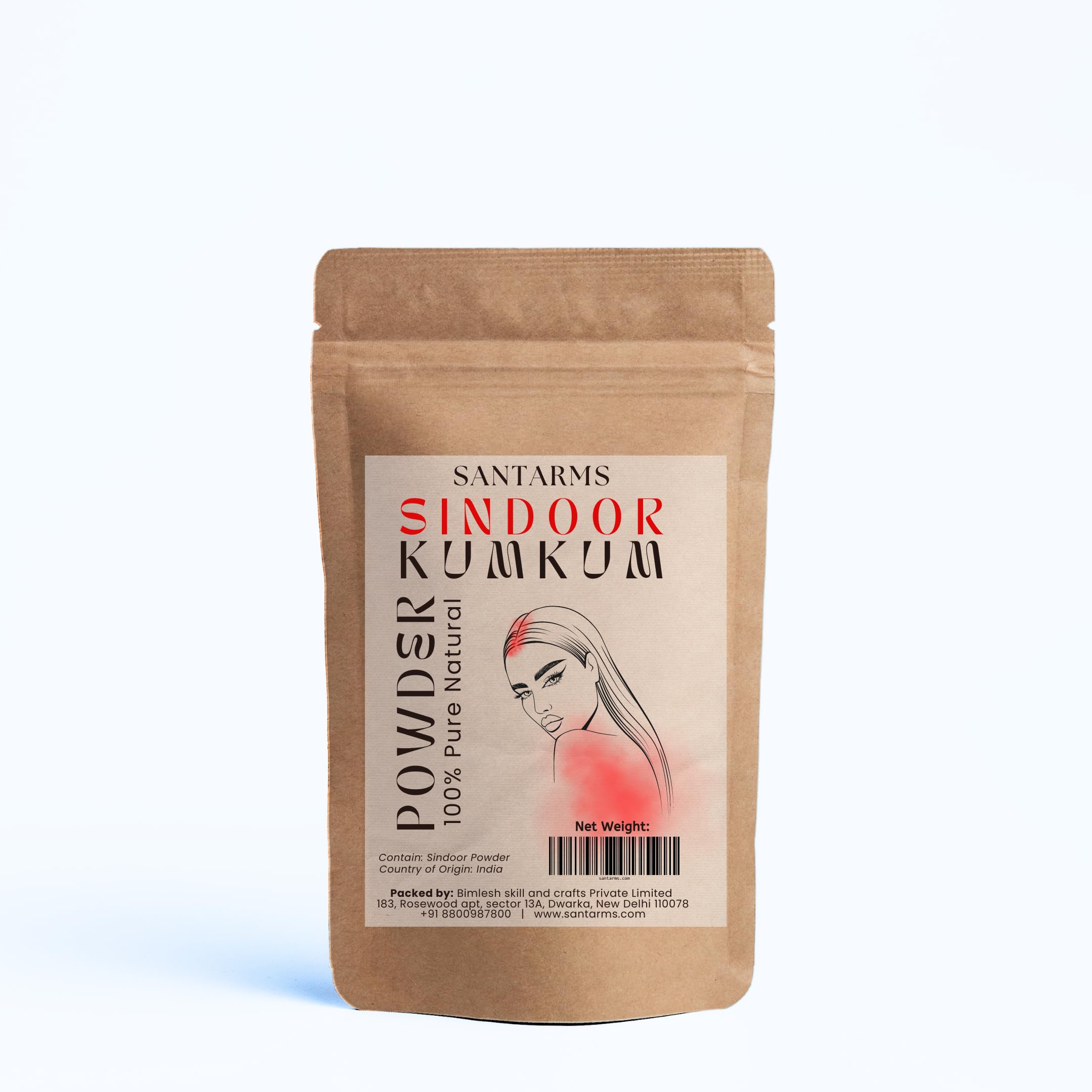 Santarms A++ Natural Organic Sindoor, Red Sindoor Kumkum Powder Box for ...