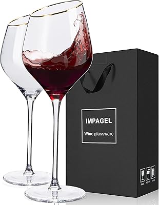 Amazon.com | JBHO Hand Blown Italian Style Crystal Burgundy Wine ...