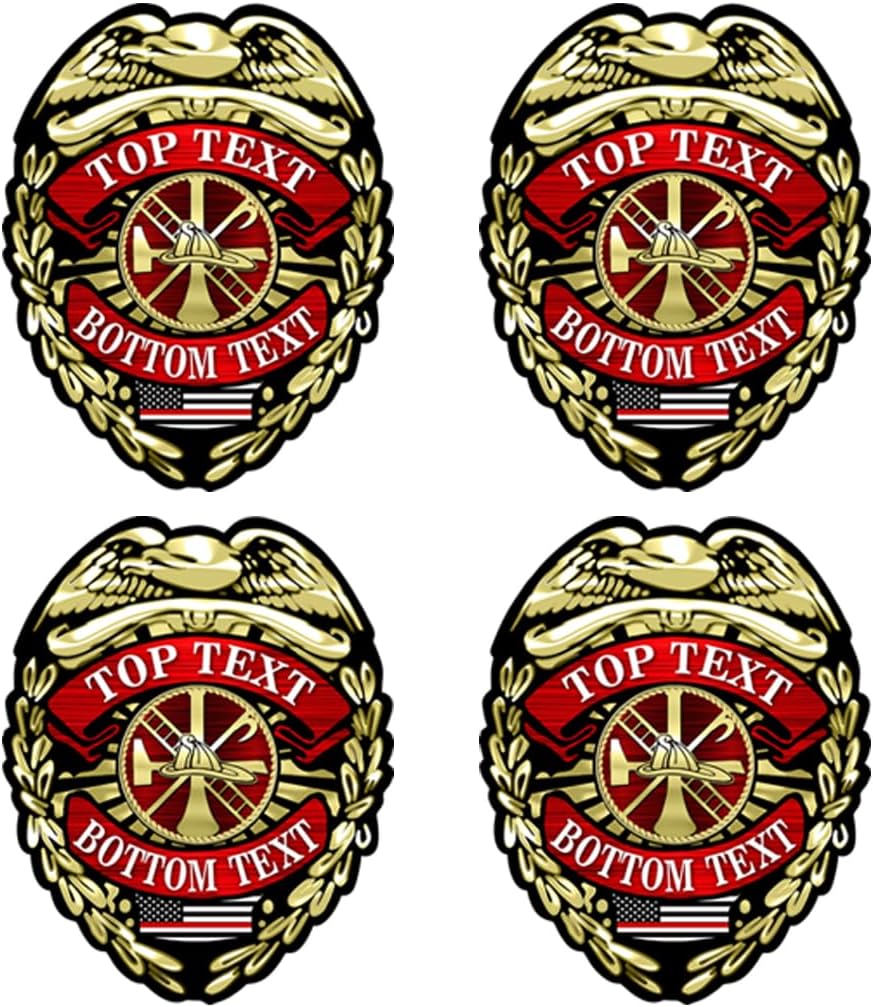 Amazon.com - 2 Inch Tall 4 Pack Custom Firefighter Badge Sticker ...