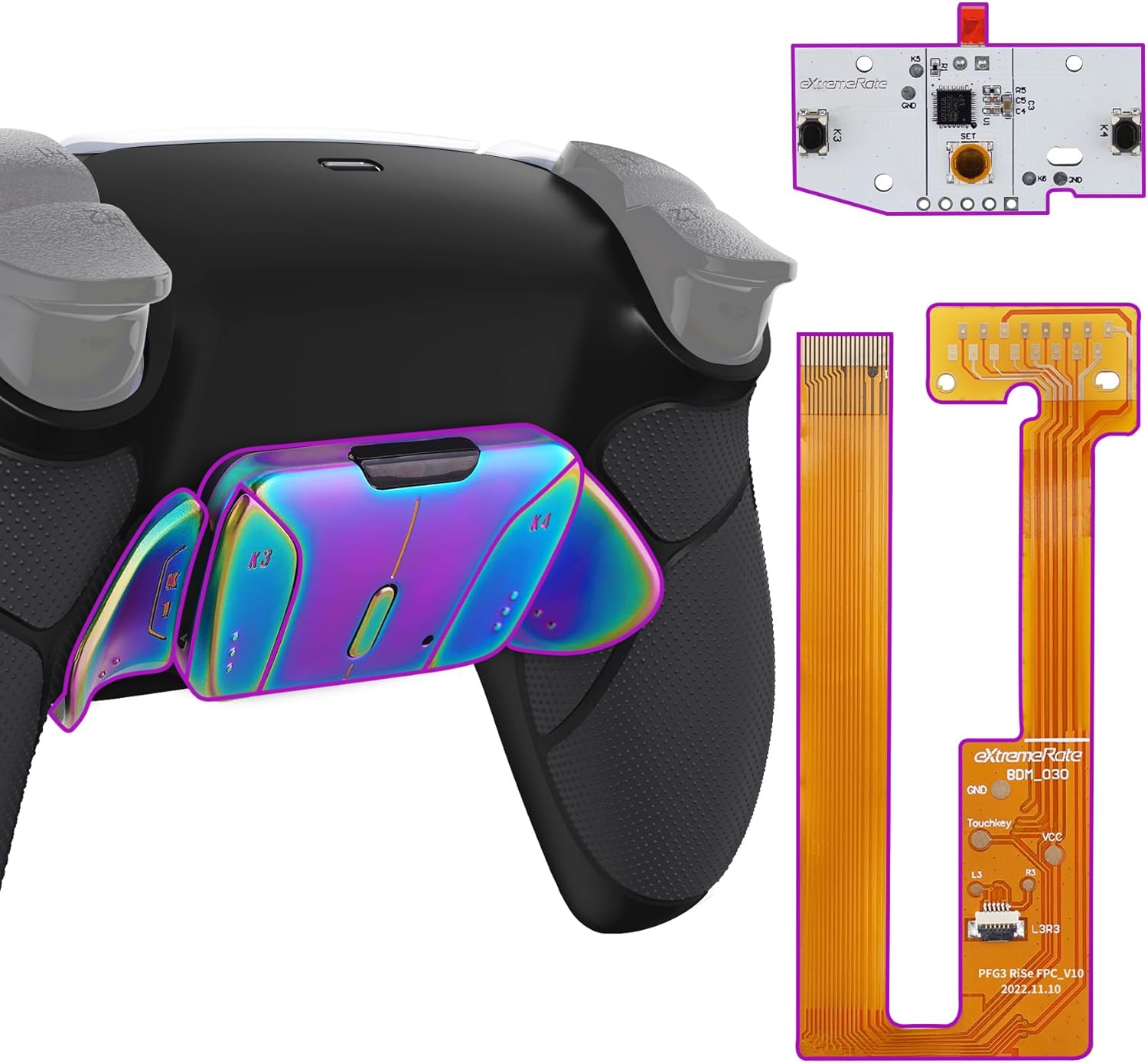 eXtremeRate Rainbow Aura Blue Purple Real Metal Buttons (RMB) RISE4 ...