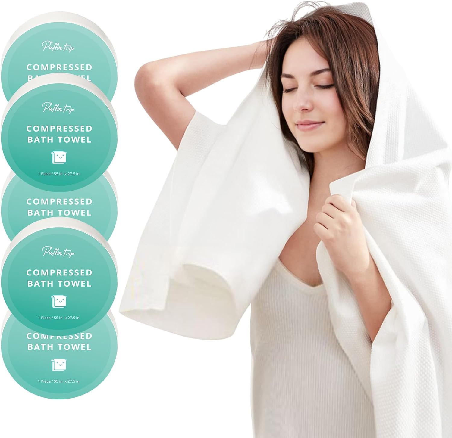 Amazon.com : PUFFIN TRIP Compressed Towel Tablets Disposable Bath Towel ...