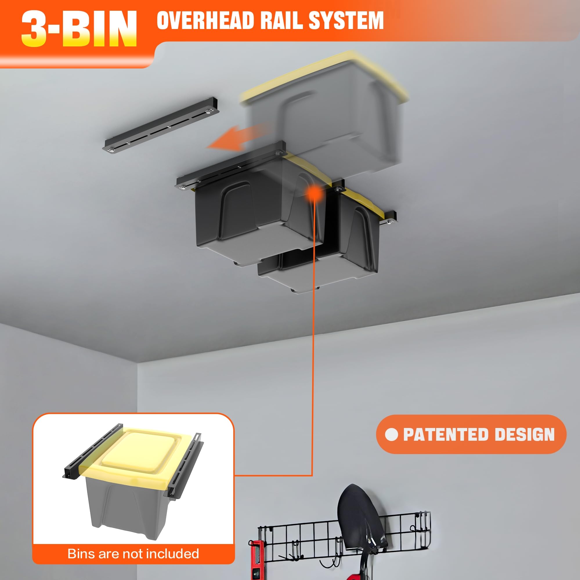 Snapklik.com : TORACK Garage Ceiling Bin Storage Rack, Overhead Tote ...