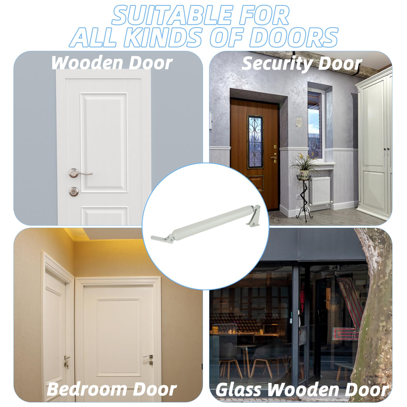 Snapklik.com : 2 Pack Screen Door Closer, White Storm Door Closer, Pneumatic Storm Door Closers ...