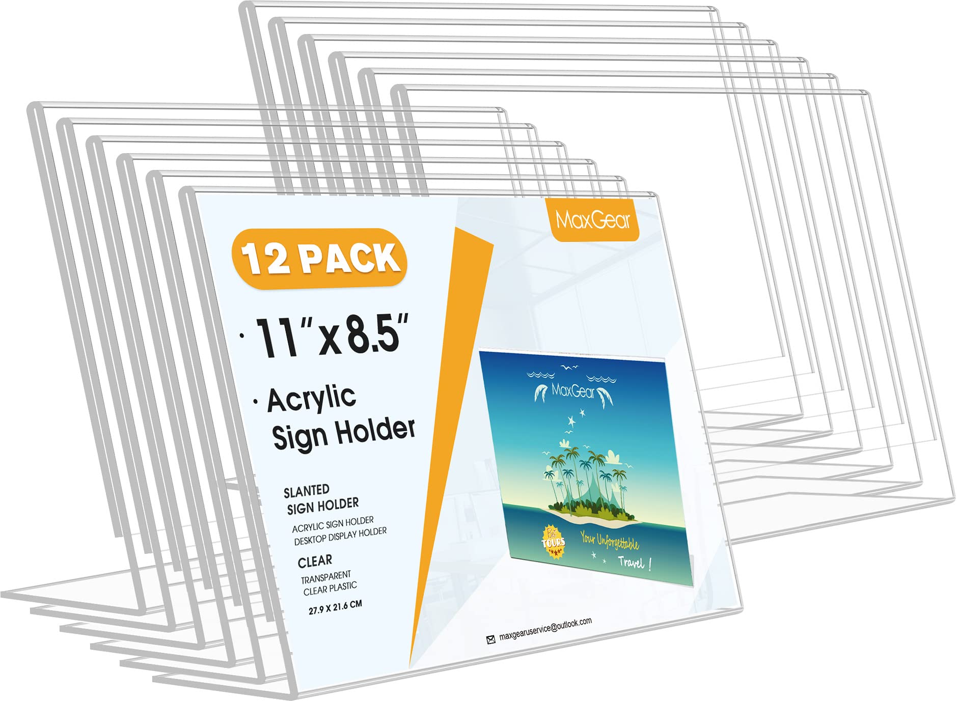 Buy MaxGear Acrylic Sign Holder 8.5x11 inches Horizontal 12 Pack, Clear ...