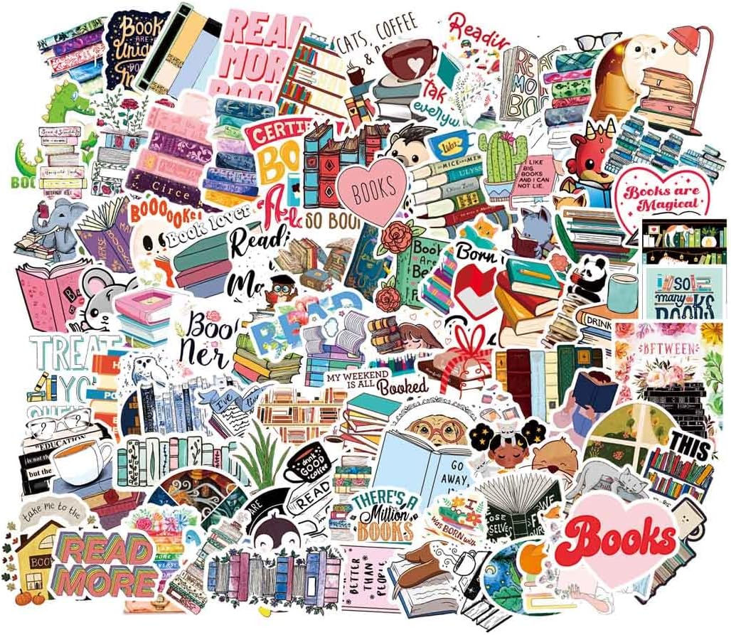 100pcs Book Stickers Pack for Water Bottle Laptop, book Gifts, Reading ...