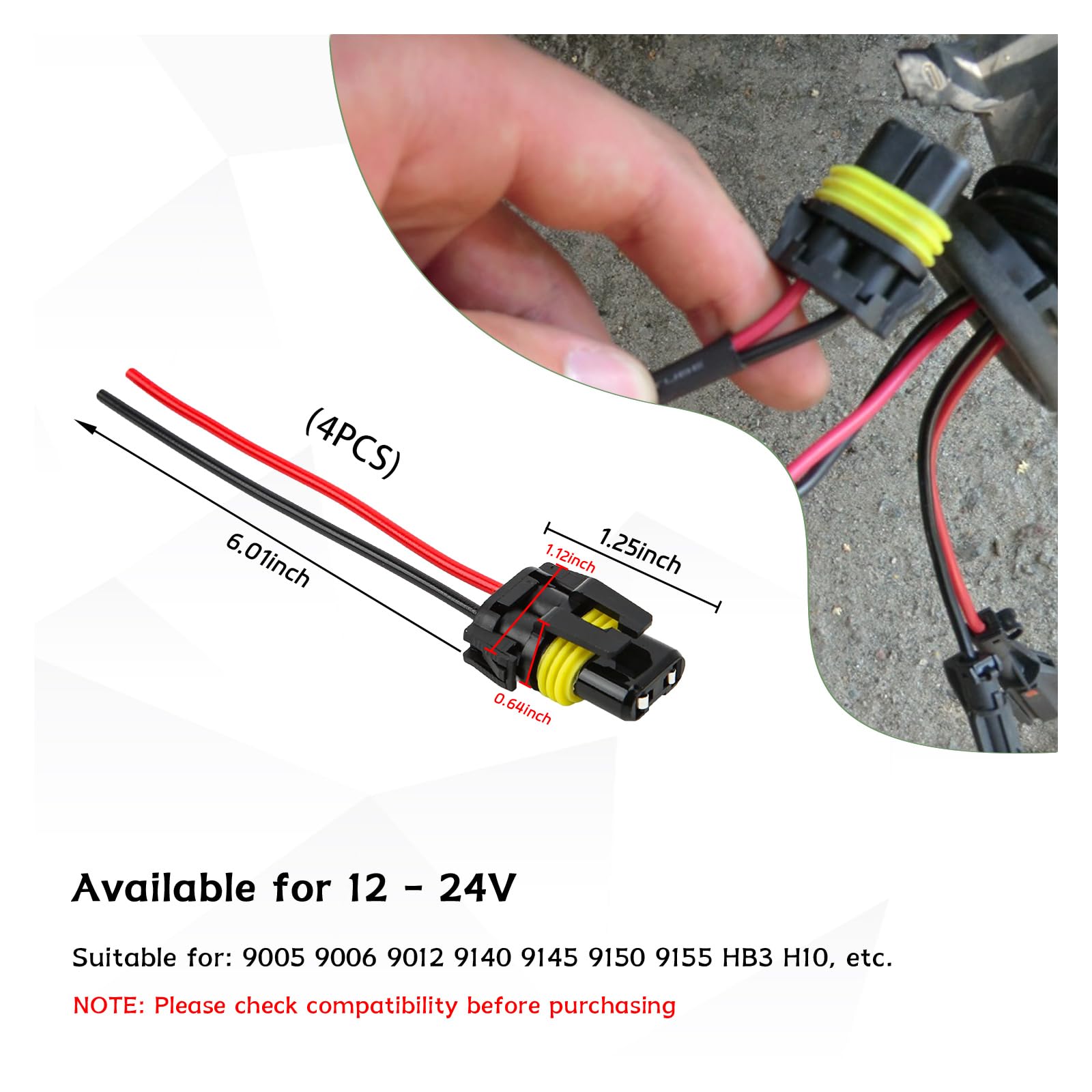 Snapklik.com : Suvnie 4 PCS 9005 9006 9012 HB3 HB4 Female Adapter ...