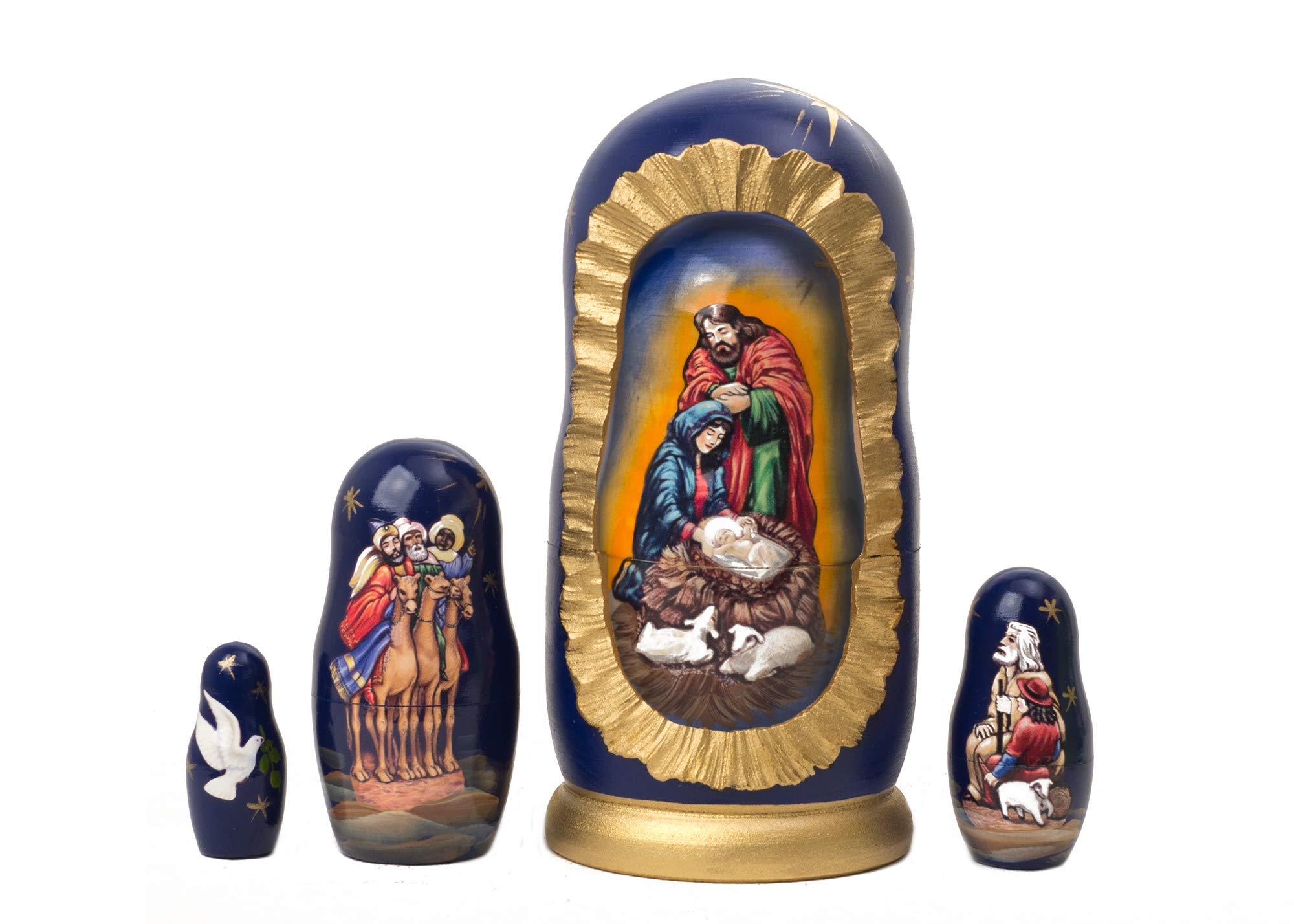 Amazon.com: Silent Night Nativity Nesting Doll 5pc./6" Russian ...