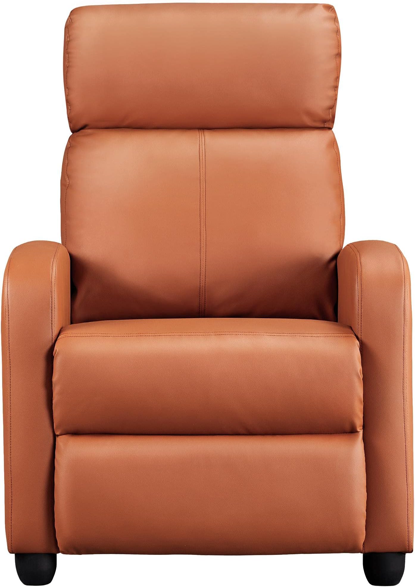 Yaheetech Modern Tan Recliner PU Leather Sofa Upholstered Reclining ...