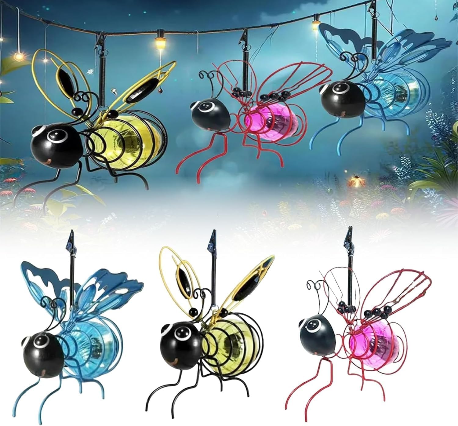 Solar Bees Lights Outdoor, Hanging Bee Solar Garden Light,2025 New ...