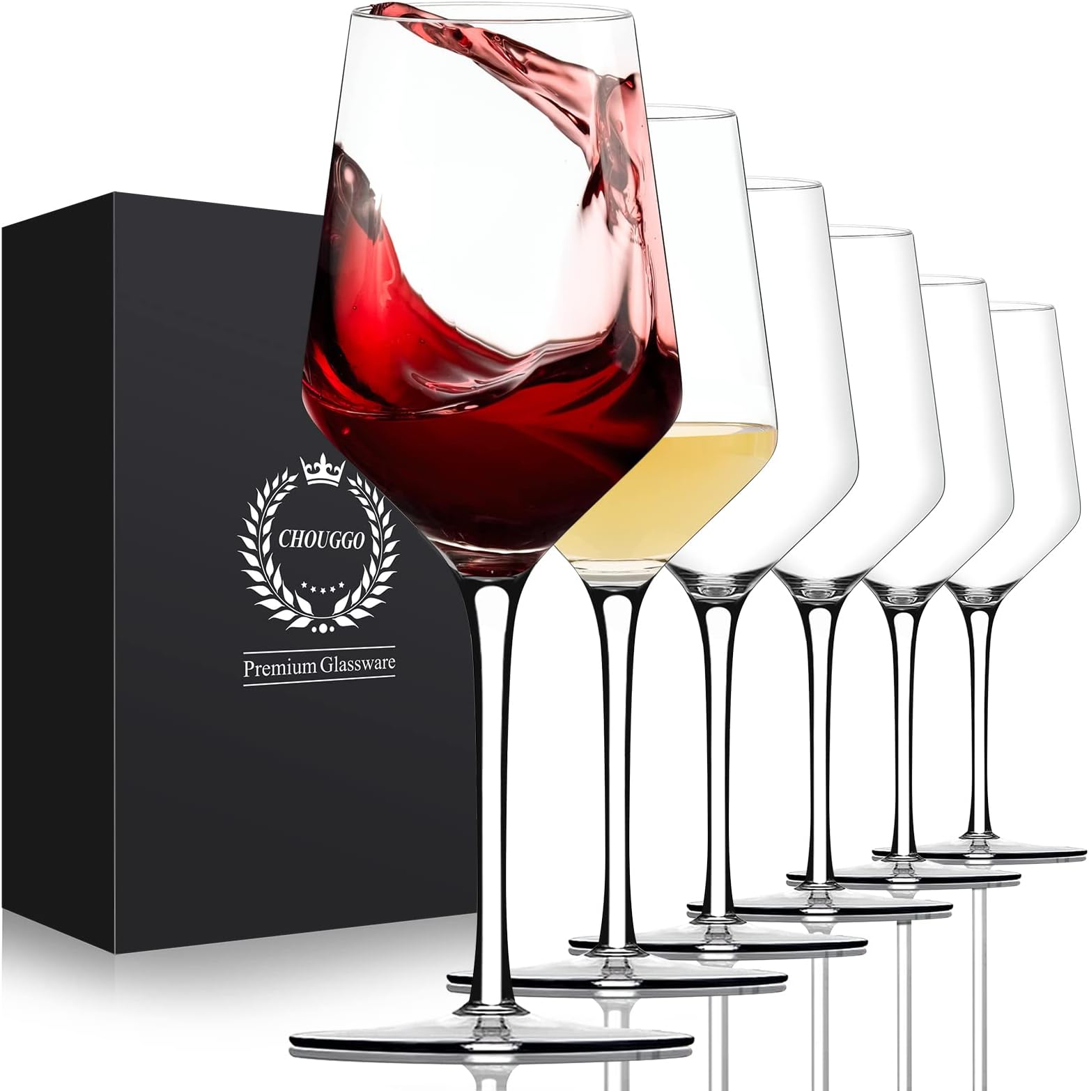 Amazon.com | Amyoole Red Wine Glasses Set of 4,15 oz Lead-Free Crystal ...