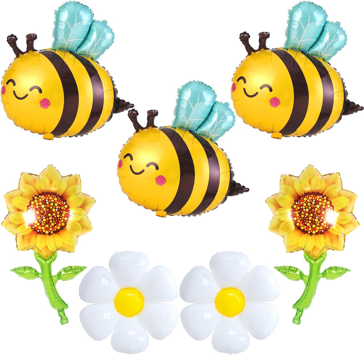 Amazon.com: 7 Pcs Bee Balloon Daisy Sunflower Foil Balloons for Bee ...