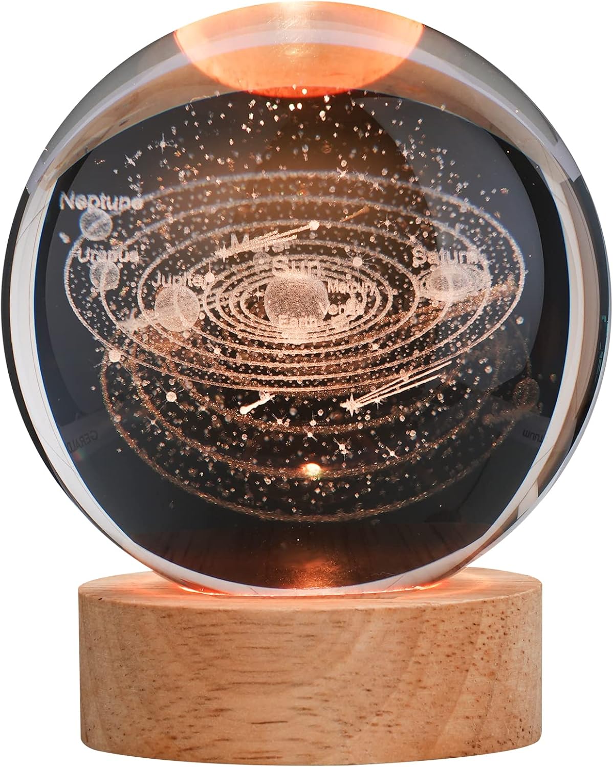 JANARARY Large 3D Solar System Crystal Ball, Crystal Lamp 16 Color ...