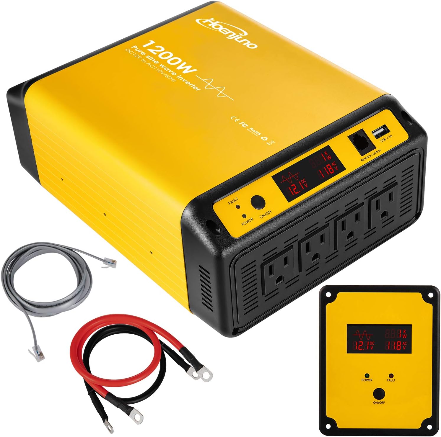 Amazon.com: 1200W Pure Sine Wave Inverter Power Converter DC 12V to AC ...