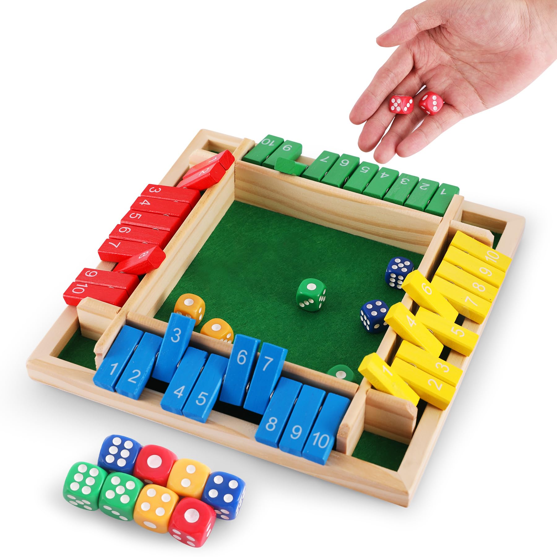 Amazon.com: Lineba Shut The Box Dice Game, 4-Players Wooden Board Game ...