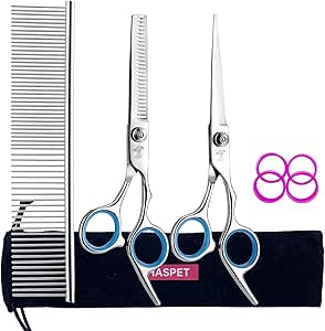 Amazon.com: Dog Cat gromming Scissors.3 in 1 Pet Grooming Kit-Thinning ...