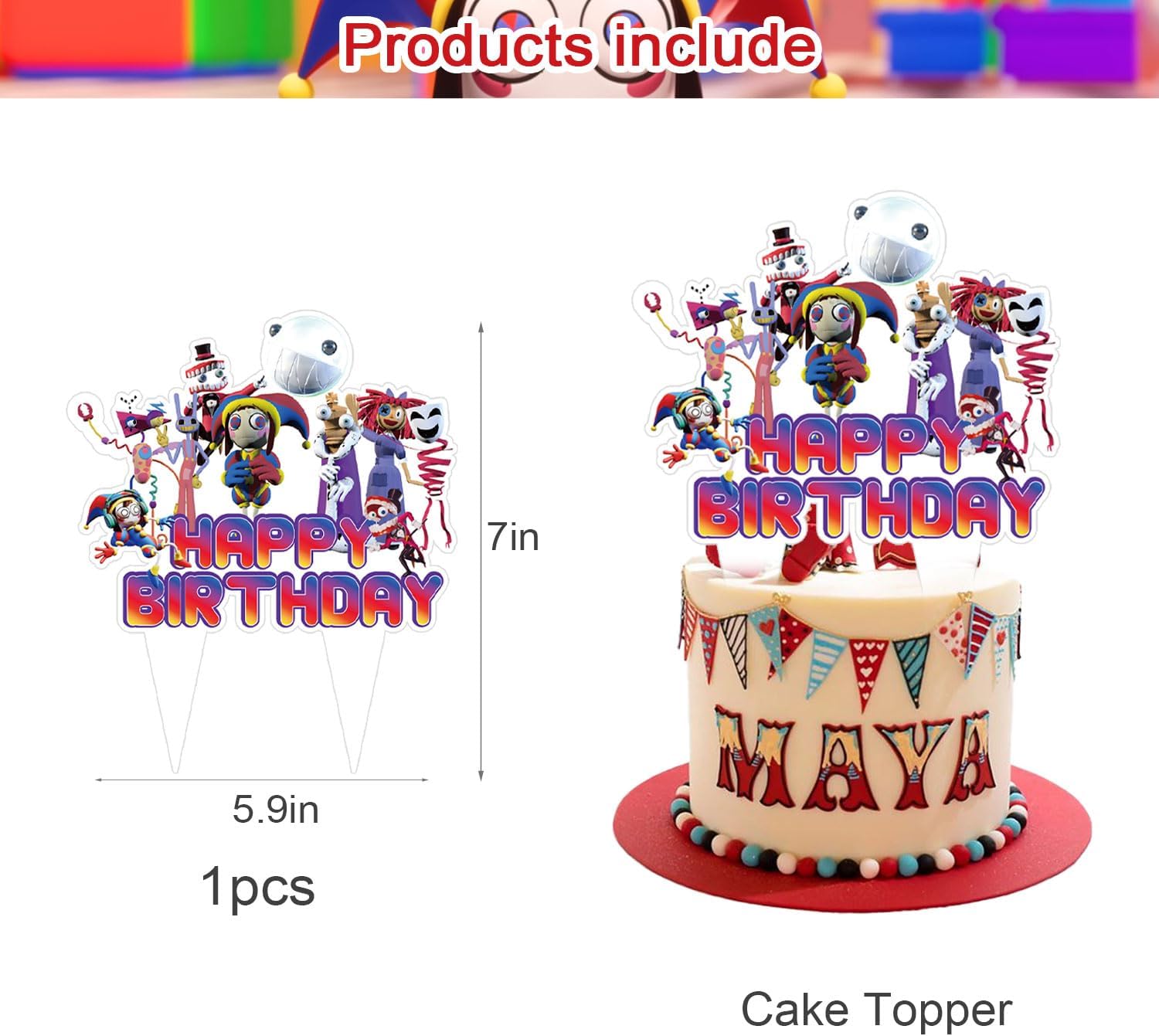 The Amazing Digital Circus Cake Topper y Cupcake Toppers Set, los ...