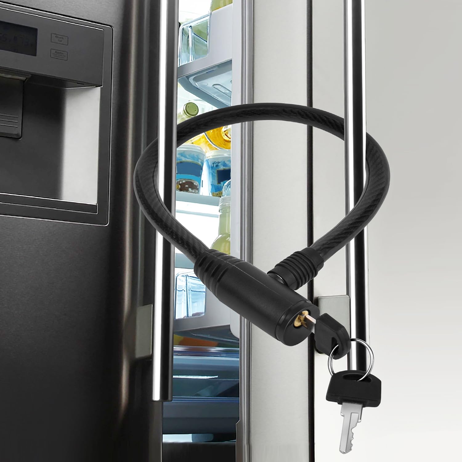 Amazon.com: RORMGO 19.7" Secure Black Refrigerator Lock with Keys ...