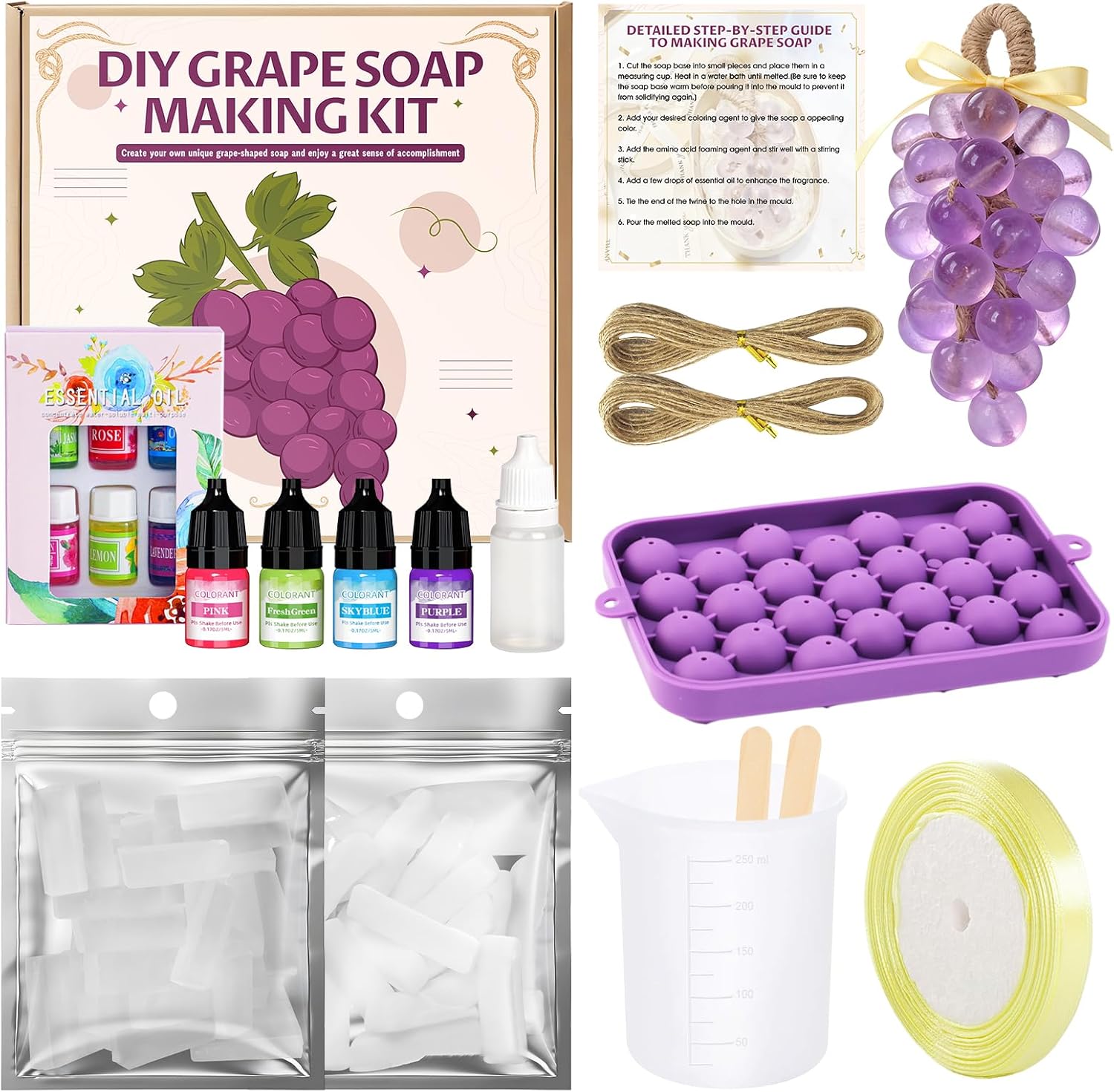 Amazon.com: OverZyn Soap Making Kit for Adults, Grape Soap Complete ...