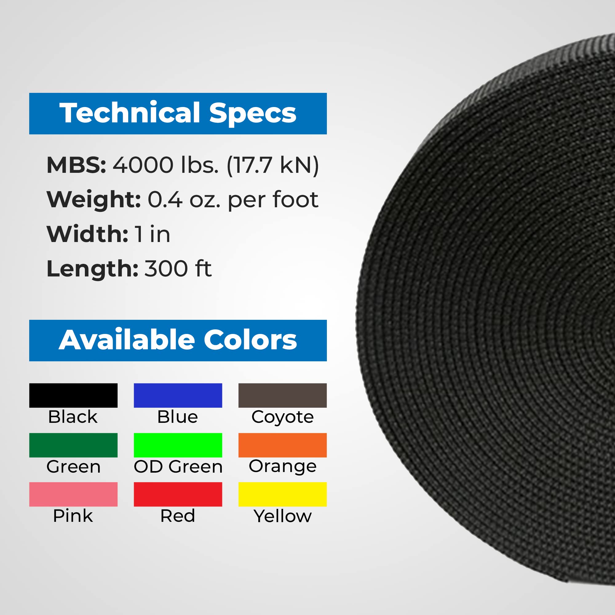 Snapklik.com : Rock-N-Rescue Heavyweight Nylon Tubular Webbing - 50 Feet