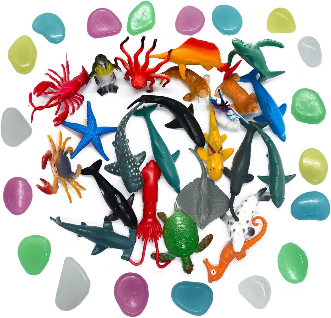 Ocean Sea Animal, 52 Pack Assorted Mini Vinyl Plastic Animal Toy Set ...