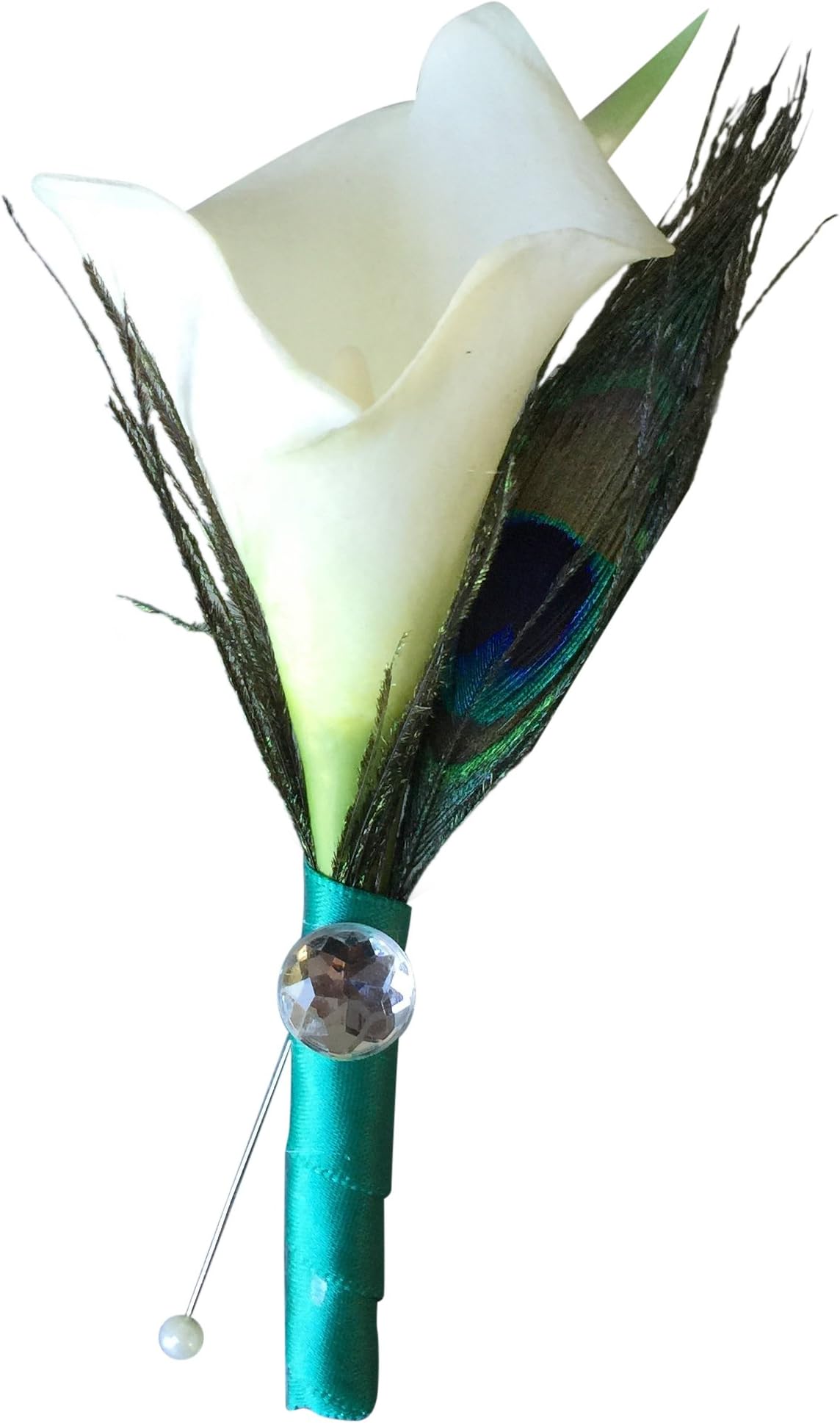 Amazon.com: Angel Isabella Boutonniere - Natural White Calla Lily with ...
