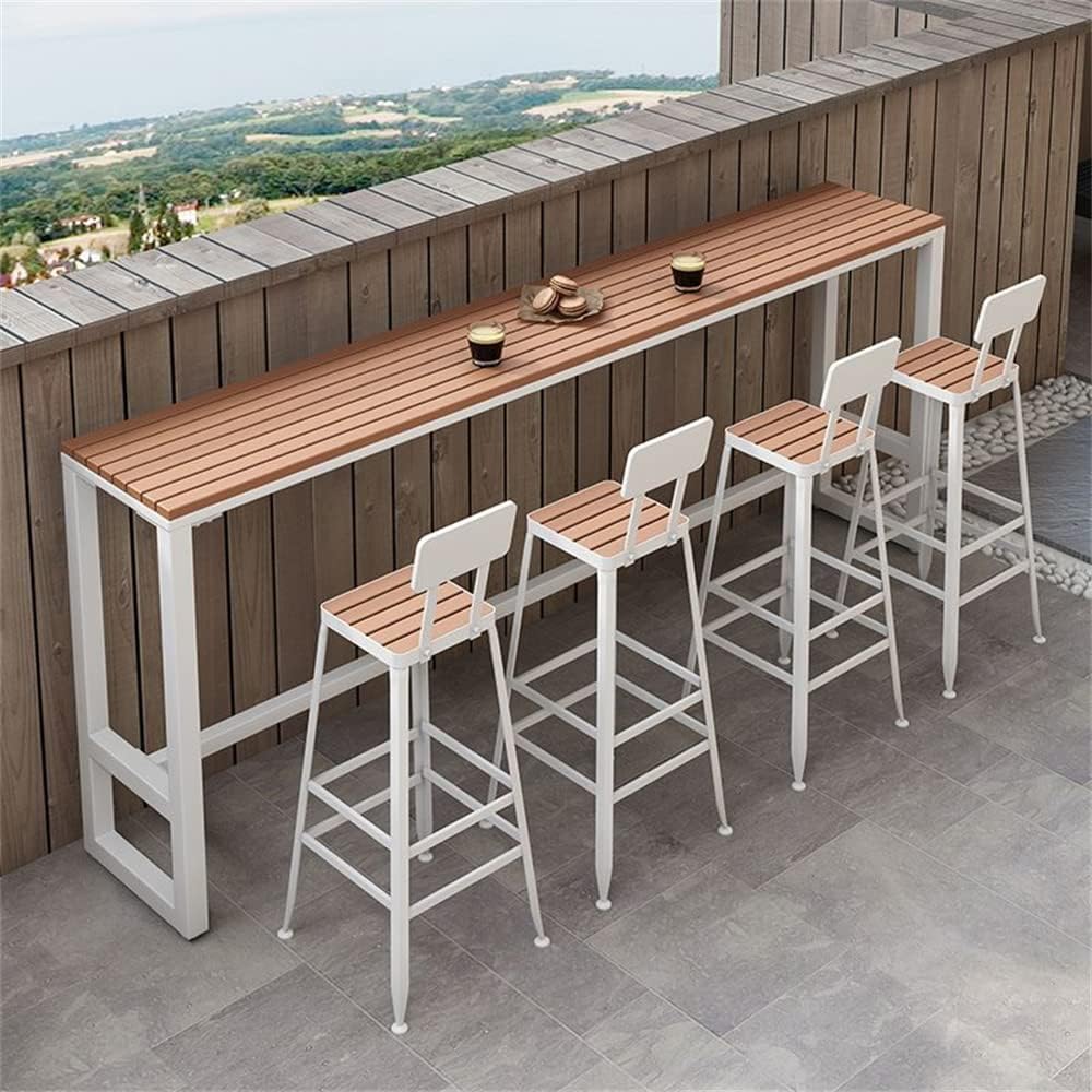 Amazon.com: LAKIQ Modern Trestle Rectangular Outdoor Bar Table ...