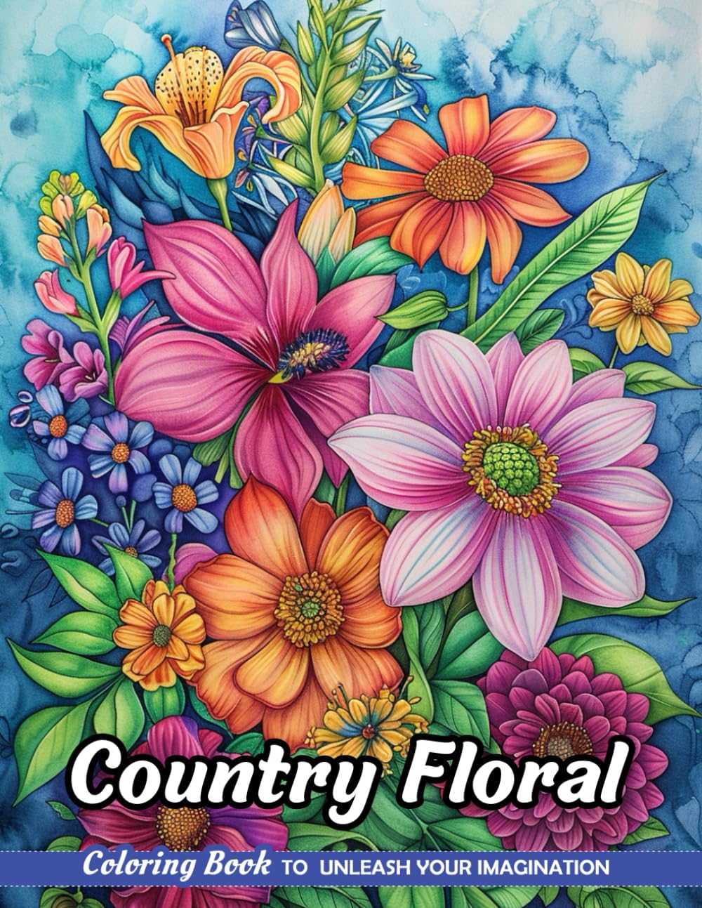 Country Floral: Adult Coloring Book with Country Floral for Stress ...