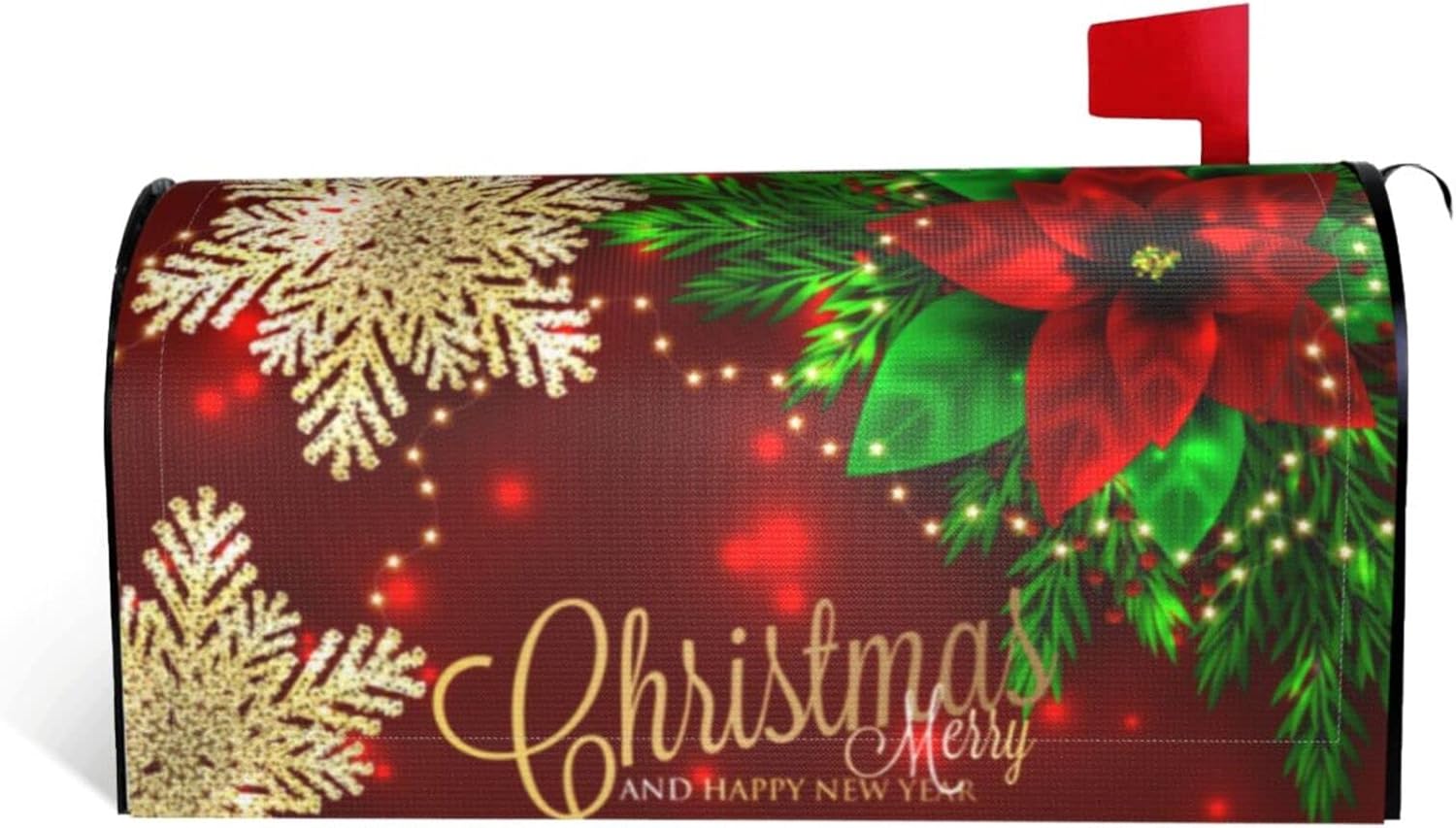 Amazon.com: DADABULIU Christmas Mailbox Covers Poinsettia Gold ...