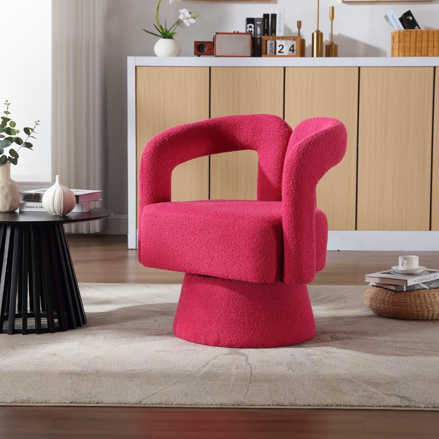 Amazon.com: LuxyHoom 360 Swivel Accent Chair, Modern Geometry Armchair ...