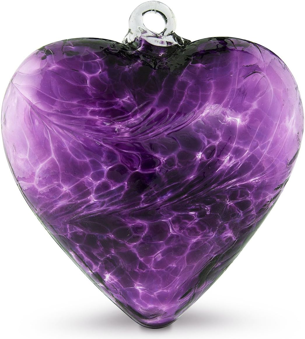 Amazon.com: Hand Blown Glass Heart Ornament (Purple) : Home & Kitchen