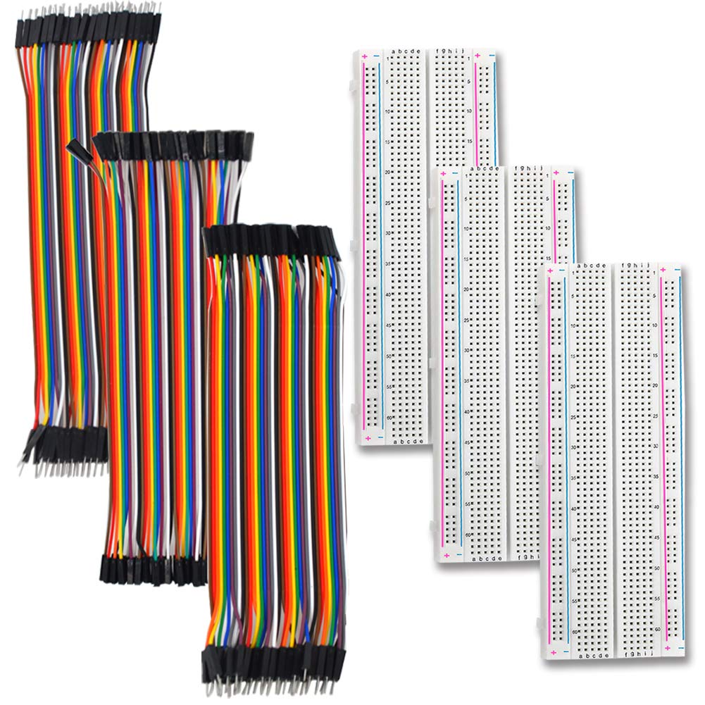 Buy 3 Pack Solderless Plug in Breadboard with 3 Pack Jumper Wires, 830 ...