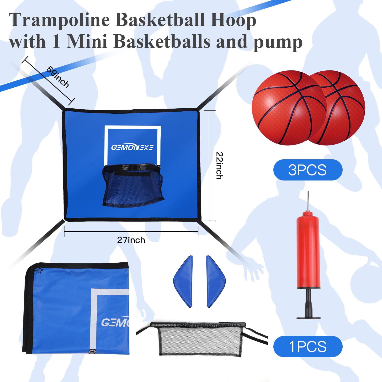 Snapklik.com : Trampoline Basketball Hoop Attachment,Includes2 Mini ...