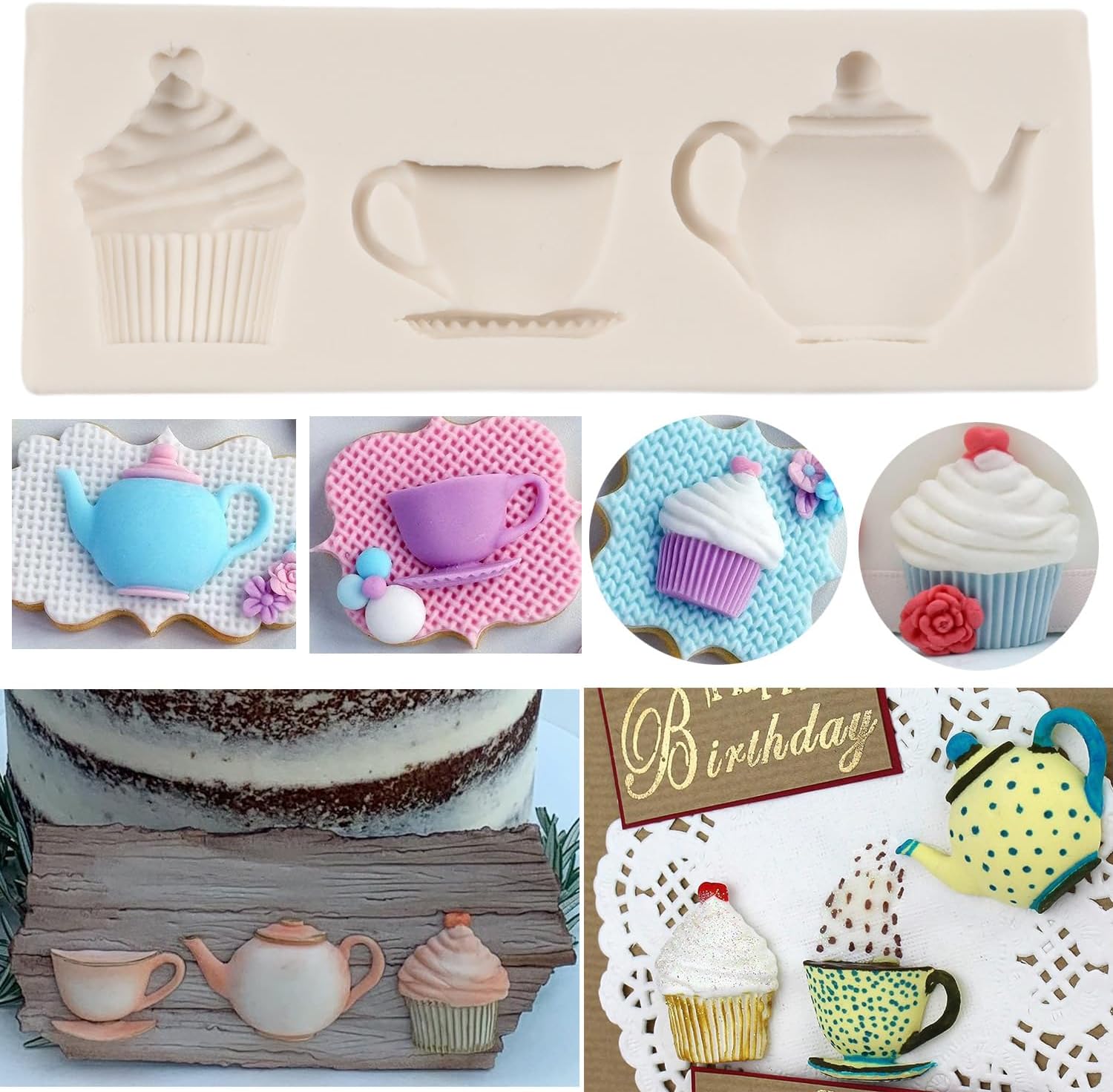 Amazon.com: QDMOLDS Afternoon Tea Party Cake Mold Teapot Silicone Molds ...