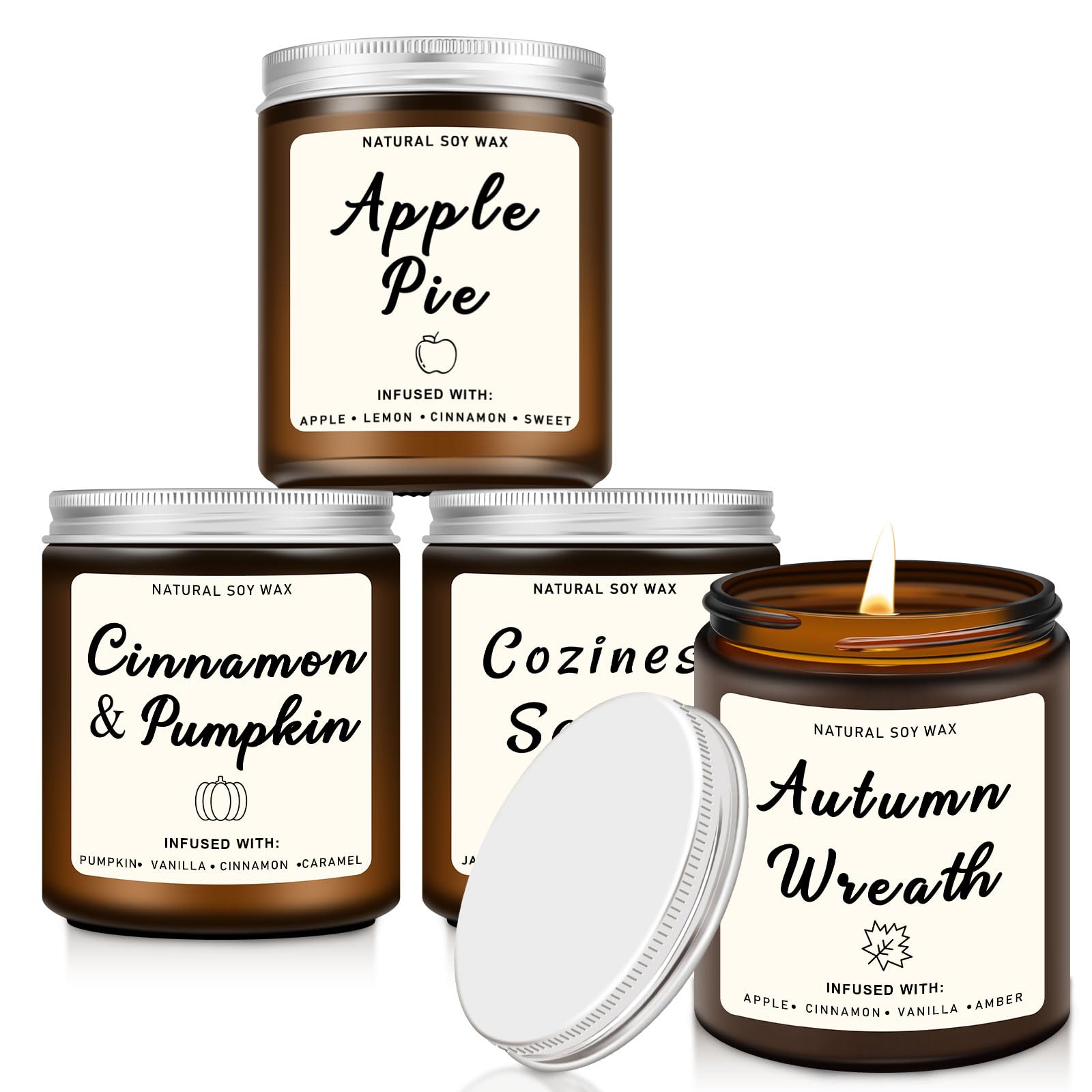 Amazon.com: BILOLLY 4 Pack Fall Scented Candles Fall Gifts for Women ...